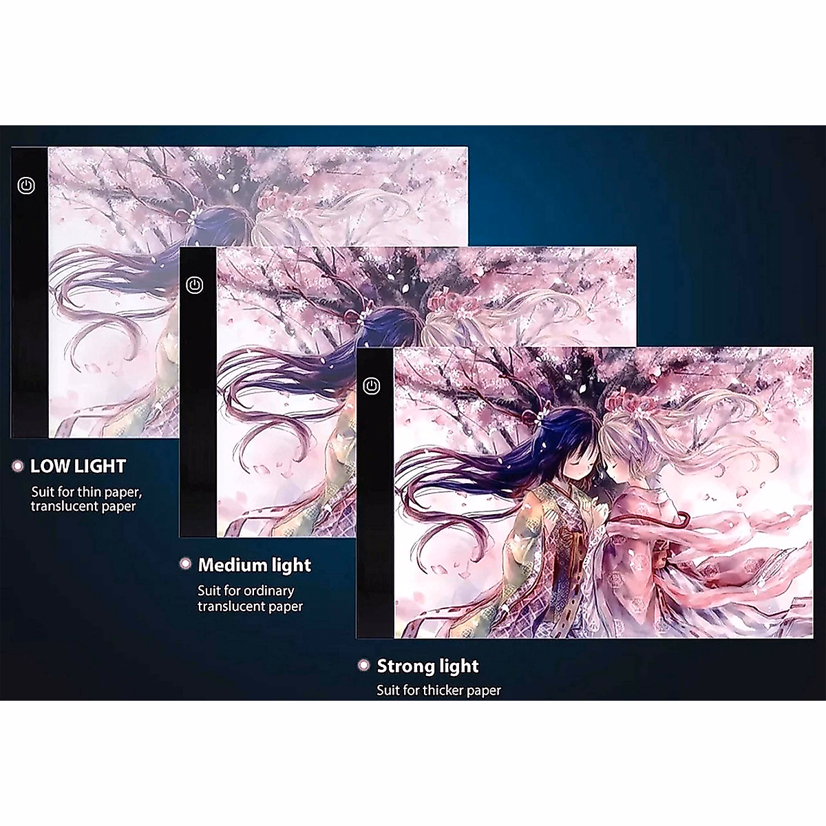 A4 Ultra-Thin Portable LED Light Box Tracer w 3 Level Brightness USB Power Cable Dimmable Brightness Artcraft Tracing Light Pad for Drawing, Sketching, Animation, 5D Diamond Painting (A4)