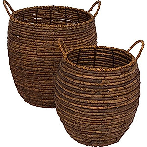 Trademark Innovations Woven Wicker Decorative Storage Baskets with Handles - Set of 2