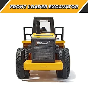 Top Race Diecast Heavy Metal Construction Toys Front Loader Excavator Toy for Kids - 1:40 Scale Model with Realistic Design - Durable Metal Build for Sand, Park, or Indoor Play