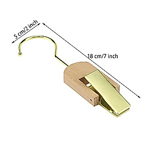 Meprotal 2 Pack 7 inch Laundry Hooks, Stainless Steel Hanging Hooks Clips with Wood Clips, Heavy Duty Closet Organizer Hangers S Hooks Hanger for Jeans, Hats, Socks,Towels, ,Underwear, Handbags