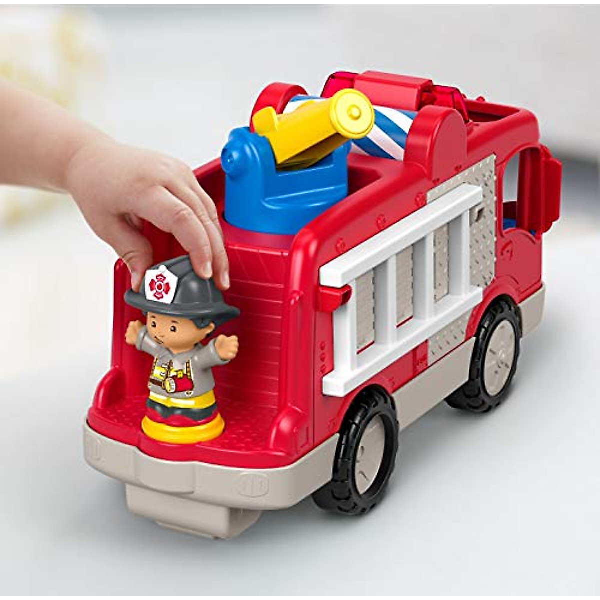 Fisher-Price Little People Musical Toddler Toy Helping Others Fire Truck With Lights Sounds & 2 Figures For Ages 1+ Years