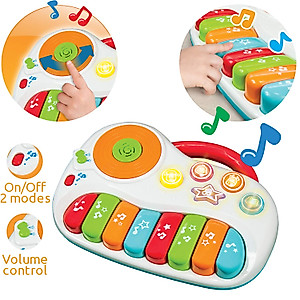 Musical Piano Toy for 1-3 Years Old Toddlers with Keyboard Note, DJ Mixer and Light-Up Buttons - Educational and Fun for Both Boys and Girl