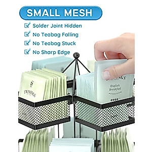 Tea Bag Organizer, Tea Bag Storage Holder Spinning Carousel 96 Teabags Container, Lazy Susan Coffee Creamer Sweetener Tea Caddy for Kitchen Counter Cabinet Pantry Shelf Organizer