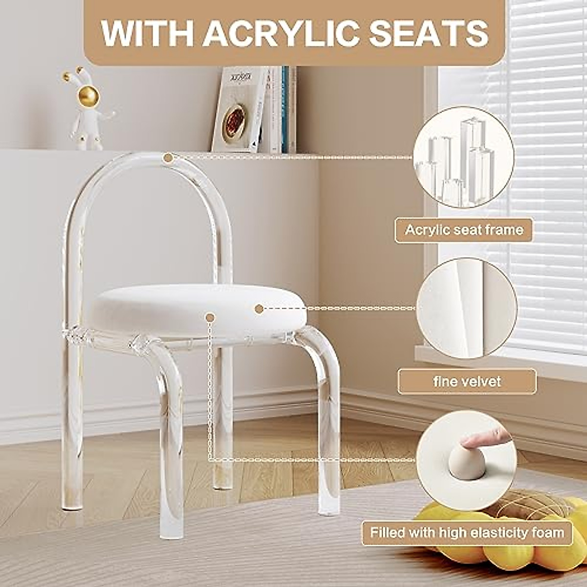 HOTICKME White Makeup Vanity Set, Modern Makeup Vanity with LED Mirror, Vanity Desk with Chair & Drawers & Cabinet, Dressing Table for Girls, Bedroom Dresser