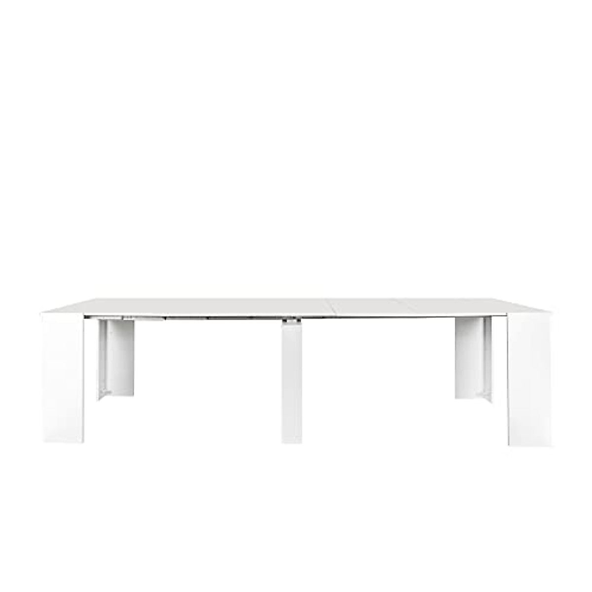 Pvillez 118.5" Wood Expandable Dining Table for 8-12 Person, Modern White Extendable Dining Room Table Large Rectangle Dining Table with Leaf Extension Pedestal Dining Table for Kitchen Console Office