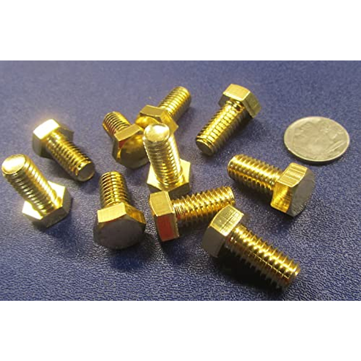 Brass Hex Head Bolts FT 3/8"-16 Thread x .750" Long 10 pcs