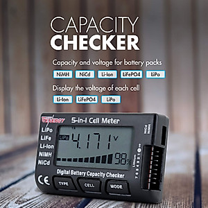 Tenergy 5-in-1 Intelligent Digital Cell Meter Battery Checker and Fire Retardant Lipo Bags for Charging and Storage