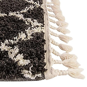 Unique Loom Hygge Shag Collection Area Rug - Trellis (9' x 12' Rectangle, Black and White)