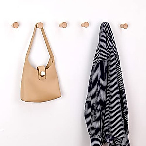 mdkaba ack of 6, Beech Wood Natural Wooden Coat Hooks, Wall Mounted Single Wall Wood Hook Rack,