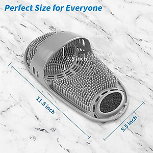 Kibhous Silicone Shower Foot Scrubber Personal Foot Massage and Cleaning with Soft Silicone Bristles and Non-Slip Suction Cups, Foot Scrubbers for Use in Shower Men and Women (1PCS Gray)