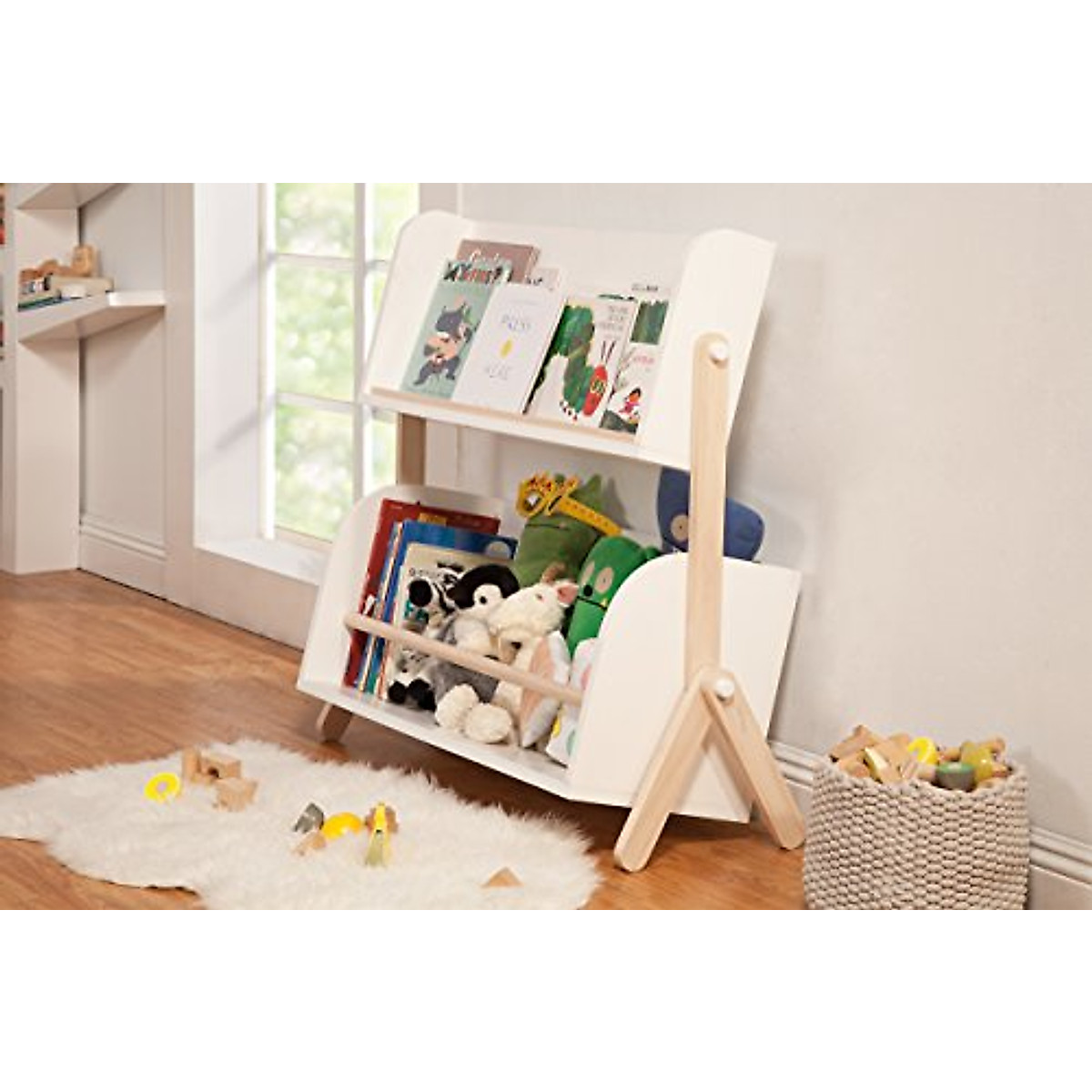 Babyletto Tally Storage Bookshelf in White and Washed Natural