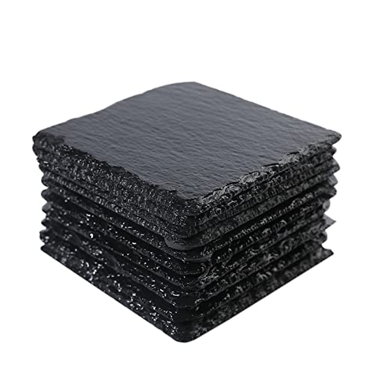 Slate Drink Coasters Set of 10-4" x 4" Drink Coasters Handmade Coasters for Bar and Home, Black