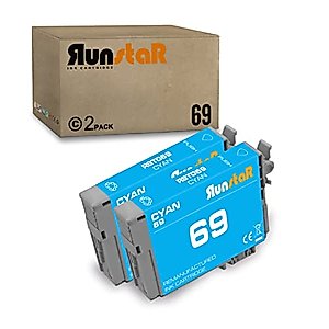 Run Star 2 Pack 69 Cyan Remanufactured Ink Cartridge Replacement for Epson 69 T069 use for Epson Stylus C120 CX5000 6000 7400 N11 NX100 105 110 115 200 215 Workforce 1100 1300 Printer (2 Cyan)