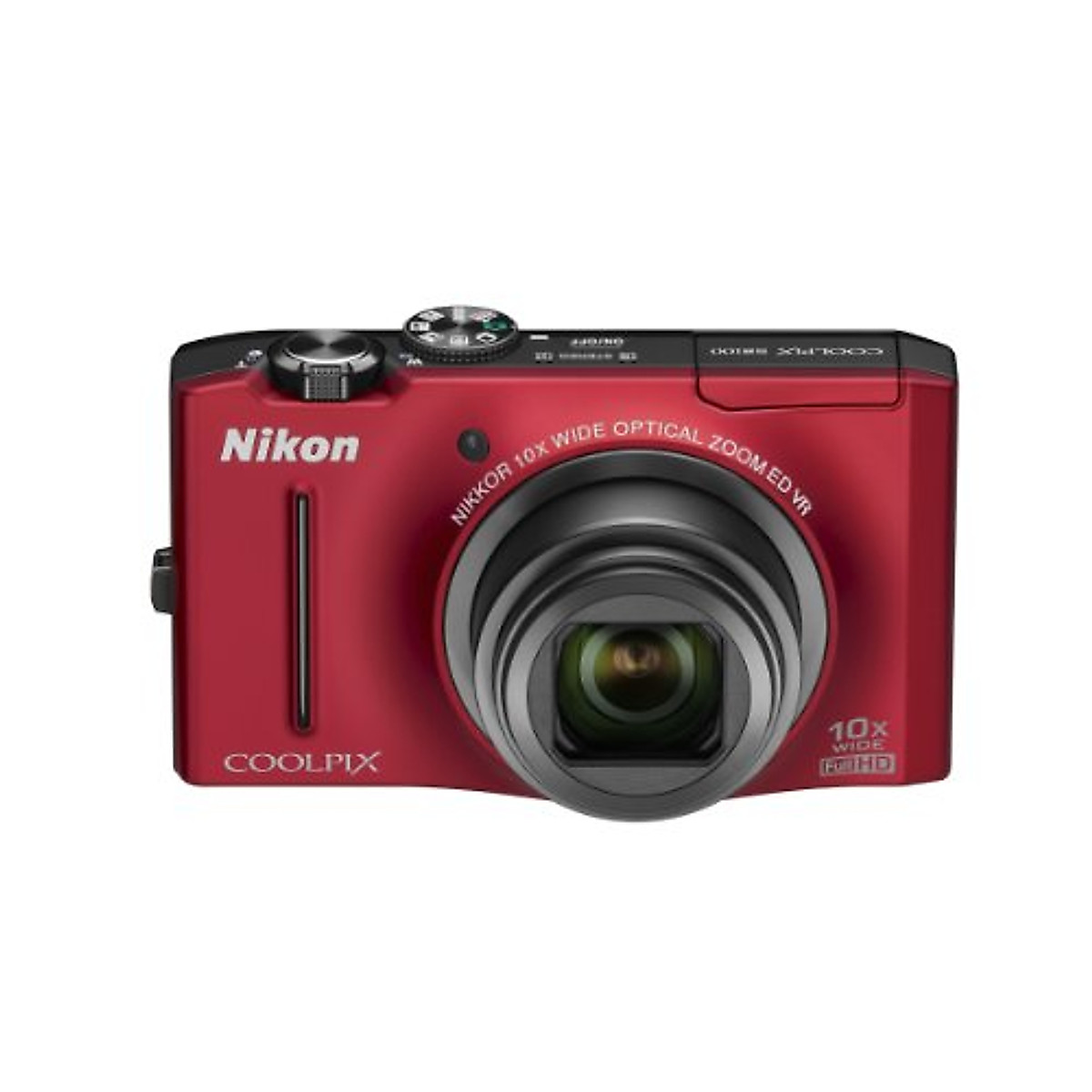 Nikon Coolpix S8100 12.1 MP CMOS Digital Camera with 10x Zoom-Nikkor ED Lens and 3.0-Inch LCD (Red)