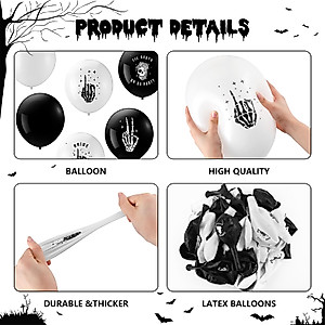 Norme 60 Pcs Bride or Die Latex Balloons Black Bachelorette Party Balloons Decorations Skull Till Death Do Us Party Black and White Balloon Decor for Engagement Bridal Shower Wedding Party Supplies