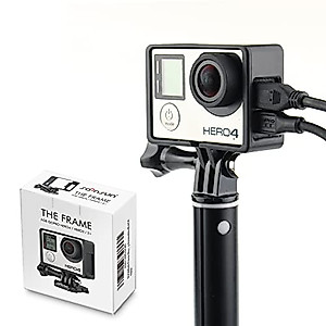 SOONSUN Frame Mount Housing Case with Basic Buckle and Long Thumb Bolt Screw for GoPro Hero 3 3+ 4 Camera and All Slots Fully Accessible-Black