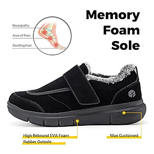 FitVille Wide Width Mens Slippers Non Slip Plush House Shoes with Adjustable Strap Indoor & Outdoor Winter Slippers with Arch Support for Foot Pain Relief