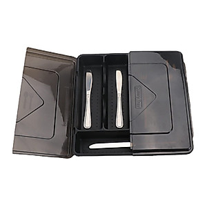 RNCOZE Utensil Holder for Countertop with Lid, 5 Compartments Flatware Organizer, Portable Flip Cover Silverware Organizer Storage Case, Plastic Silverware Tray for Drawer Countertop