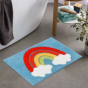 HAIWAOO Bath Mats for Bathroom, 32"×20" Non Slip Bath Rugs, Soft and Absorbent Bathroom Rugs, Machine Wash/Dry, Rugs for Tub, Shower, and Bath Room,Rainbow
