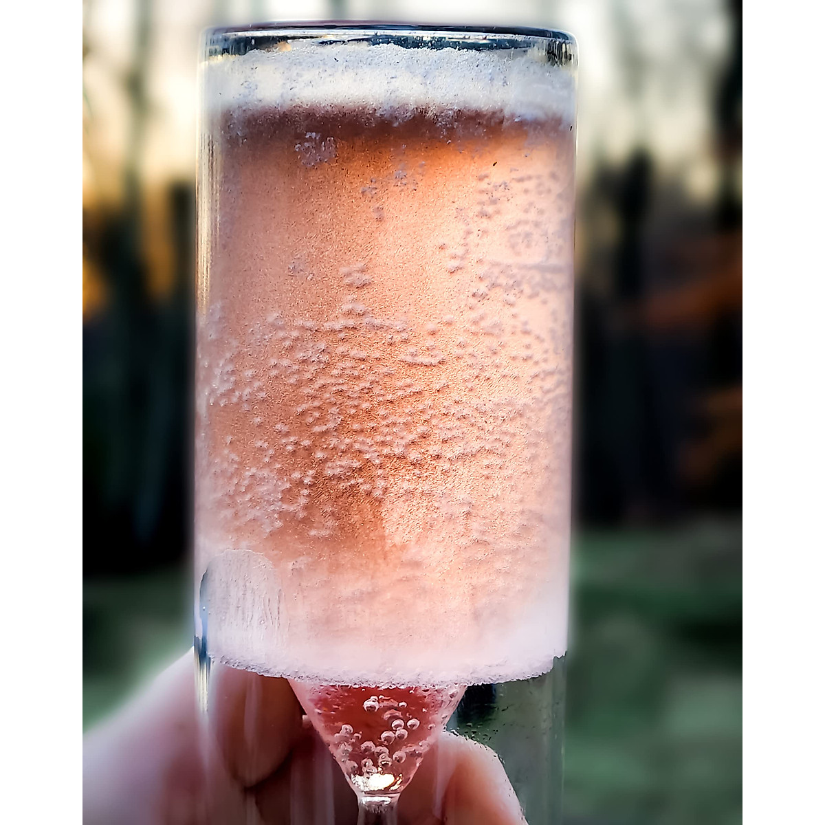 GALVANOX LèVale Gift for Couples (Gift Boxed) Freezable Champagne Flute Glasses - Double Walled Freezer Chilled Stemless Wine Glass with Ice Walls, 7 oz (Gift set of 2)