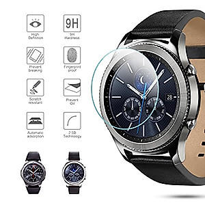 Diruite 4-Pack for Samsung Gear S3 Frontier/Classic Screen Protector,Tempered Glass for Gear S3 Watch [2.5D 9H Hardness] [Bubble-Free] [Anti-Scratch]