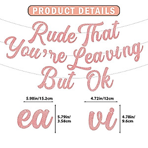 Rose Gold Rude That You're Leaving But OK Banner We Will Miss You Deorations Going Away Party Decorations Goodbye Party Decorations Farewell Decorations Party Coworker Leaving Decorations