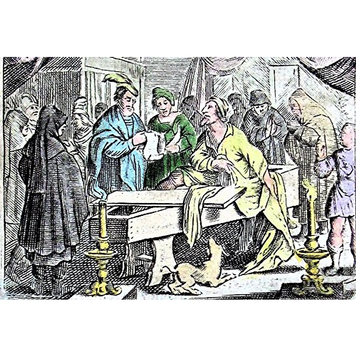 Antique Copperplate Miniature Engraving: BL14 from Ouderdom, Buyten Leven, en Hof Gedachten