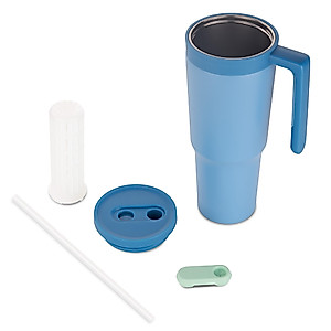 Fijinhom 40 oz Tumbler with Handle and Straw, Triple Layer Insulated Stainless Steel Water Bottle with Infuser, Travel Tumbler Fit Most Cupholder, Gifts for Women & Men, Blue