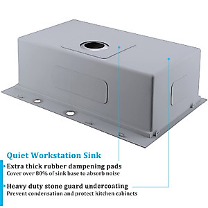 BoomHoze 33-inch Kitchen Sinks, 33x22 Drop In Kitchen Sink 304 Stainless Steel Sink Single Bowl Top Mount Workstation Kitchen Sink 16 Gauge Handmade Deep Kitchen Sink with Cutting Board