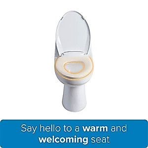 Brondell L60-EW LumaWarm Heated Toilet Seat with Night Light, Three Temperature Settings, Gentle Close Lid, Easy Installation, Built-in Controls, Elongated, White