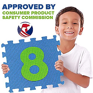 SAFEST Non Toxic Alphabet Puzzle Mat - THICKEST ABC + Numbers 0 to 9 Flooring Mat, 36 Tiles I Kids Learn & Play with Interlocking Puzzle Pieces
