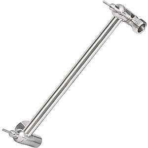 Adjustable Shower Arm Universal Connection, NearMoon Solid Brass Shower Extension Arm, Adjust Angle to Upgrade Shower Experience, Easy to Install, Anti-leak (Chrome Finish)