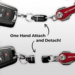 KeySmart MagConnect Magnetic Key Holder for Purse, Key Chains for Car Keys - Detachable Key Ring Quick Release Keychain for Men - Mens Key Chain Rings Heavy Duty Key Ring - Black EDC (3-Pack)