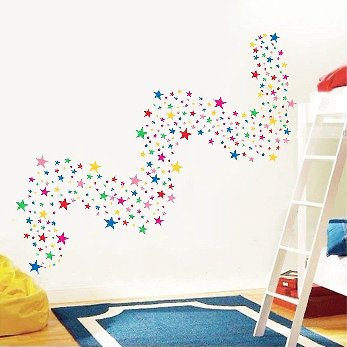ANFRJJI Colorful Star Wall Sticker - Colorful Star Wall Decal - Colorful Star Wall Art - PVC Removable Wall Decor for Kids Room - Rainbow Colors Primary 6 Colors Star Decals - 318 piece Color Stars