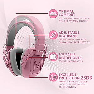Mokata Baby Kids Earmuffs Hearing Protection Noise Cancelling Headphones Adjustable Fit for 3 Months to 2-18 Years Ages Pink