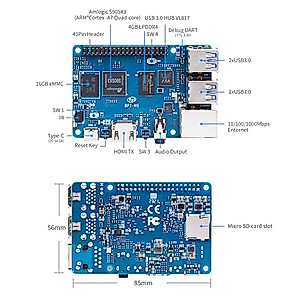 youyeetoo BPI-M5 Amlogic S905X3 Single Board Computer with 4GB RAM and 16G eMMC for AIOT Support Android Debian Raspbian Armbian