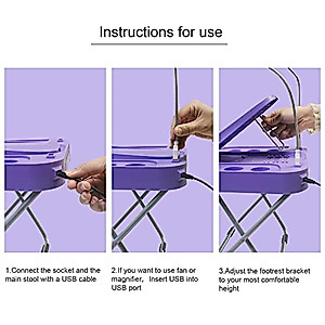 Pedicure Foot Rest With LED Magnifier And Drying Fan, Adjustable Foot Rest, Reinforced And Thickened,Stable And Easy For Pedicures At Home, With Storage Box,Beauty Pedicure kit