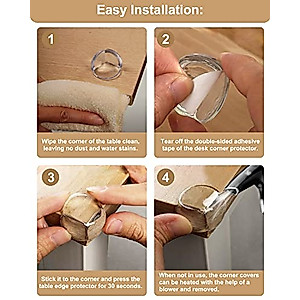24 Pcs Table Corner Protector Baby Safety, Includes 12 Pcs Thickened L-Shaped Baby Proofing Corner Guards and 12 Pcs Spherical Corner Bumpers for Furniture