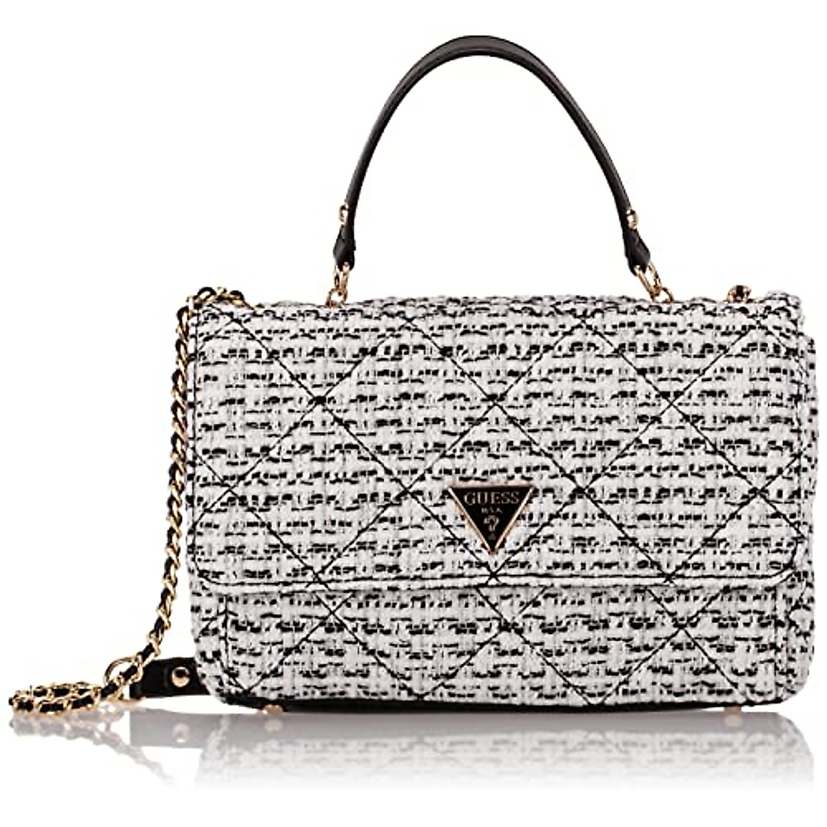 GUESS Cessily Convertible Crossbody Flap Black/White One Size