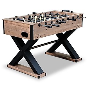Hathaway Excalibur 54-in Foosball Table for Game Room - with Driftwood Melamine Finish, X-Pattern Base, Chrome Steel Rods, Adjustable Leg Levelers & Manual Scoring Units - Driftwood Finish