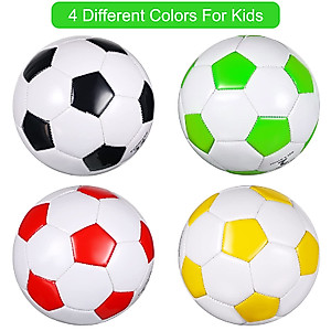 4 Pack Soccer Ball Size 2 for Kids with Pump Cute Cartoon Soccer Ball Toy Soft Durable Sports Soccer for Outdoor Indoor Toddlers Game Training Including Pump Back to School (Plain Style, Size 2)