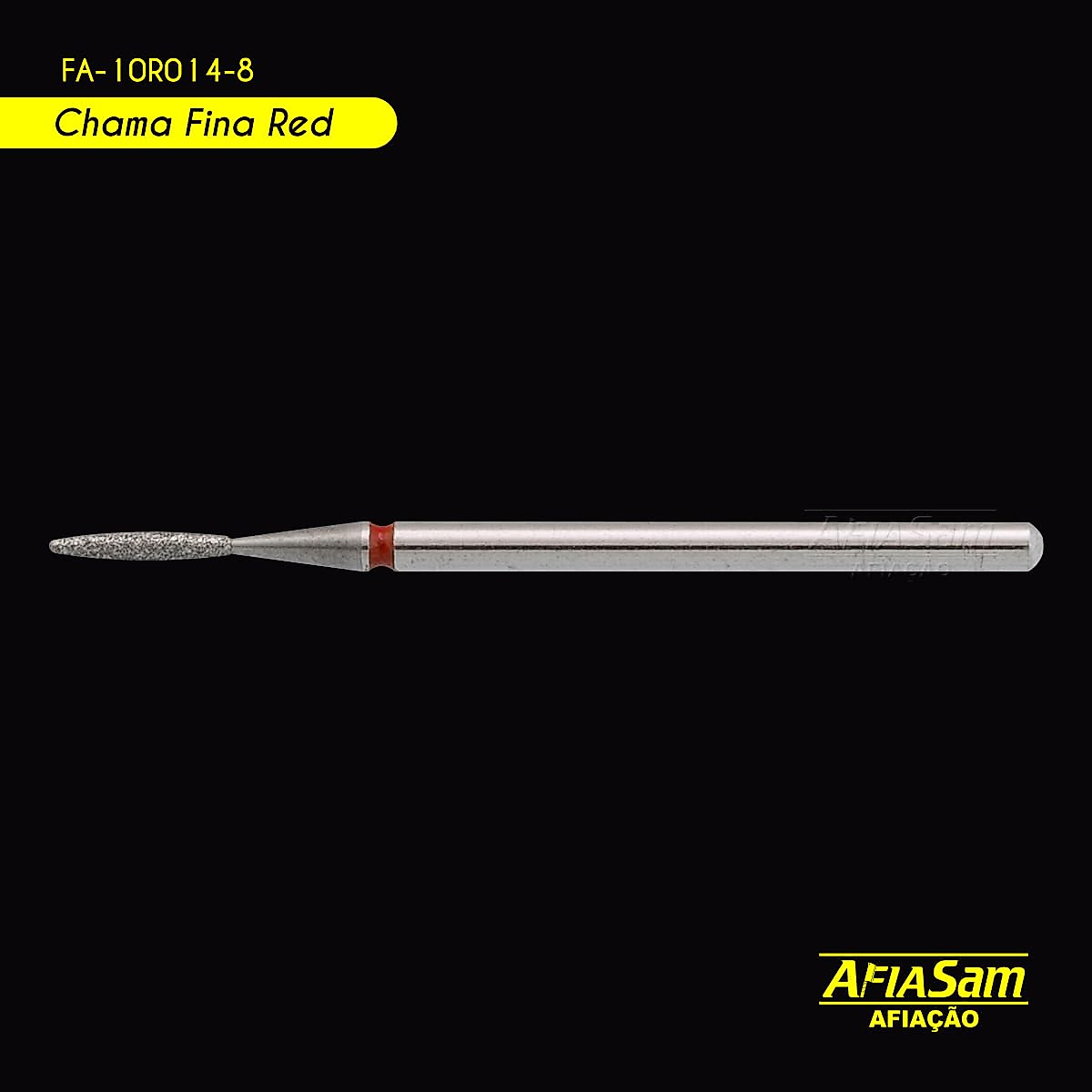 Diamond nail drill bit, “flame”, red, head diameter 1.4 mm/working part 8 mm