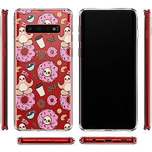 Slim TPU Phone Case Compatible with Samsung Galaxy A72 A71 5G A70 A51 A32 A21 A11 A12 A01 Flexible Yoga Clear Cover Sloth Pink Donut Animal Cute Silicone Kawaii Durable Coffee Soft, Sloth Donut