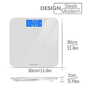 Innotech Digital Bathroom Scale with Easy-to-Read Backlit LCD (White)