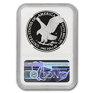 2022 W 1 oz Proof American Silver Eagle PF-70 Ultra Cameo (PF70UCAM - First Day of Issue - Dark Blue Label) $1 NGC Mint State