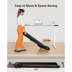 Walking Pad, UREVO Under Desk Treadmill for Home Office, Portable Walking Pad Treadmill Under Desk with Wider Running Belt, Dual Control