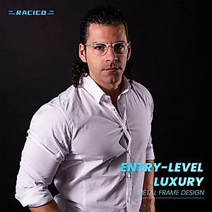 racico Computer Blue Light Blocking Glasses Blue Light Glasses Men Women, Anti Blu-Ray Clear Gaming Glasses Lenses