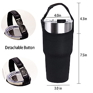 Gzingen 4 Pack Tumbler Carrier Holder with Shoulder Strap,for 30oz Travel Insulated Tumbler Coffee Cup,Water Bottle Carrier with Strap Portable Neoprene Sleeve Water Bottles Cup Carrier Pouch