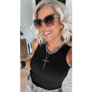 DIFF Becky II Designer Oversized Cat Eye Sunglasses for Women UV400 Protection, Leopard Tortoise + Brown