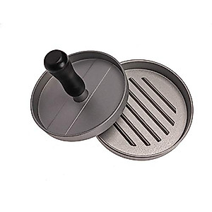 J-Line Design Deluxe Cast Aluminum Hamburger Patty Press Burger Maker with Plastic Handle Complete with Sauce Basting Brush and 100 Non-Stick Wax Paper Sheets